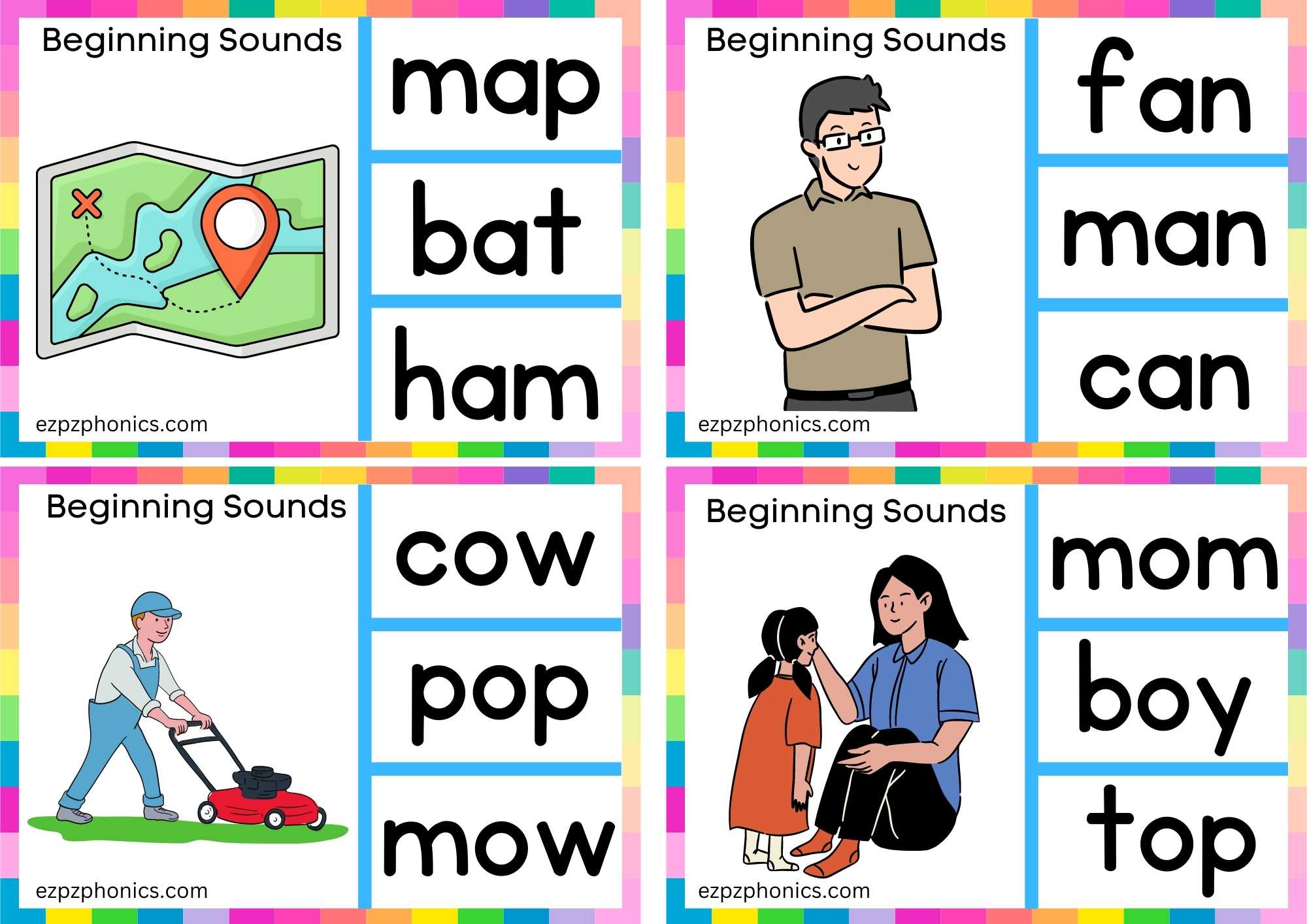 Letter M Look At The Image And Clip The Correct Word Group 1 - ezpzphonics.com